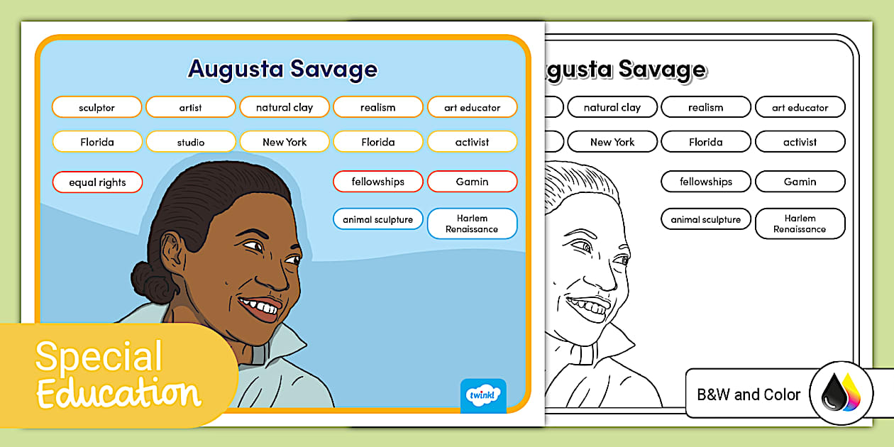 Augusta Savage Black History Month Vocabulary Mat for Older Learners
