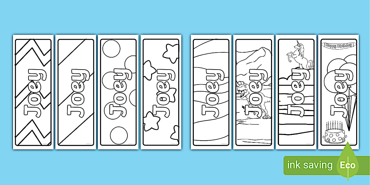 Joey Name Simple Colouring Bookmarks (teacher made) - Twinkl