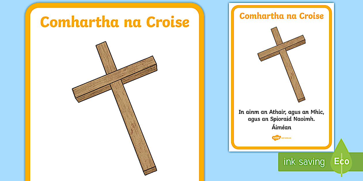 Sign of the Cross A4 Display Poster Gaeilge