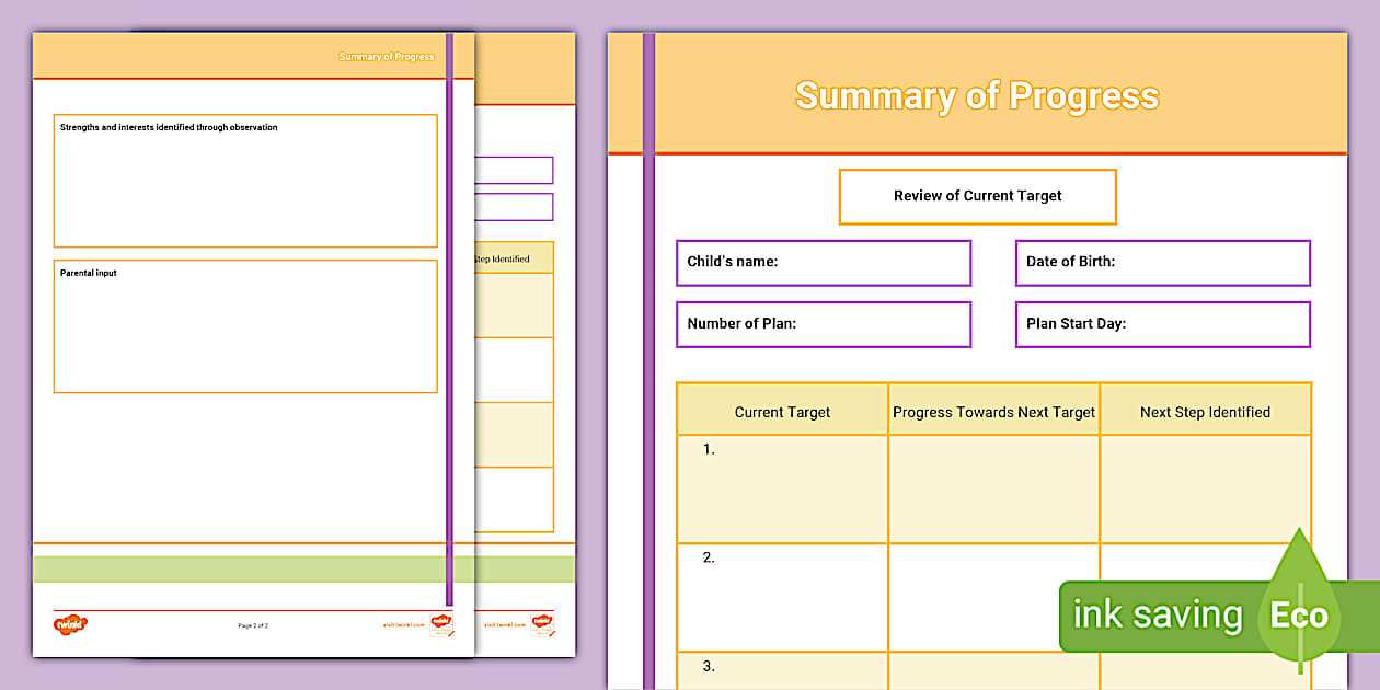 Early Years SEND Progress Review (teacher made) - Twinkl