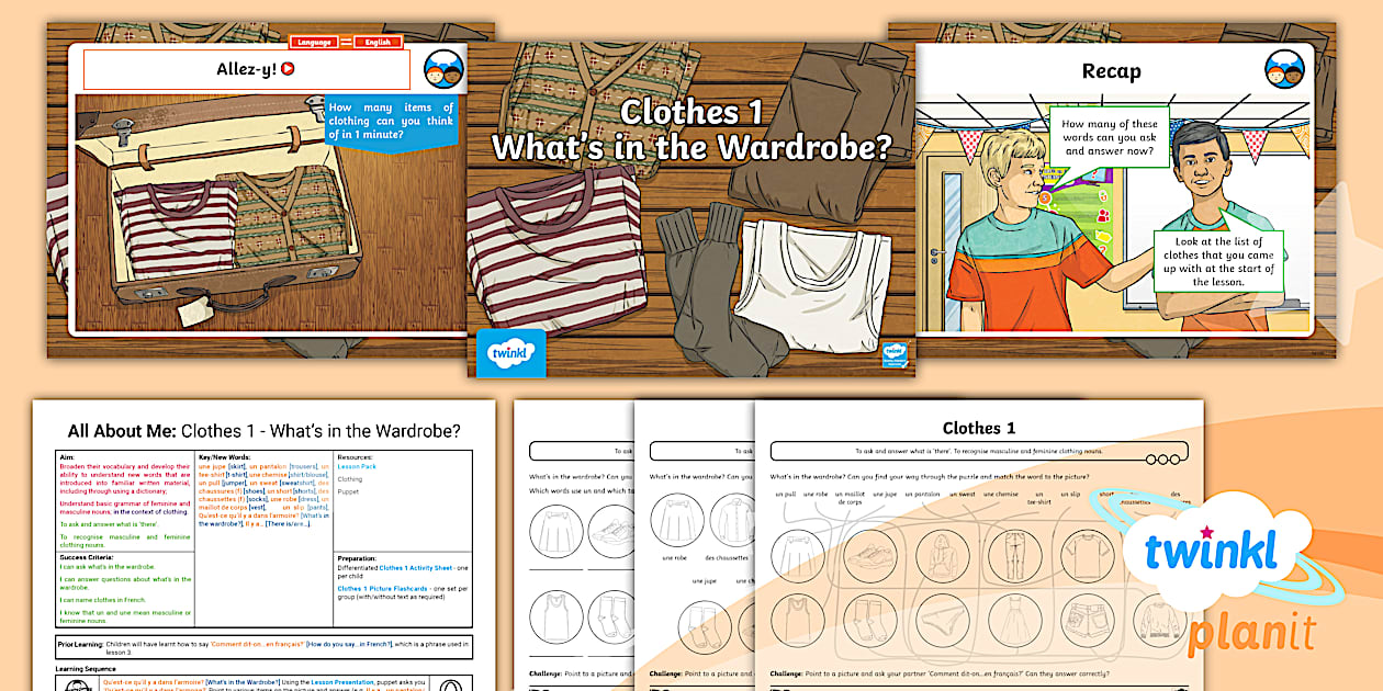 French clothes names - All About Me: Clothes Lesson Pack