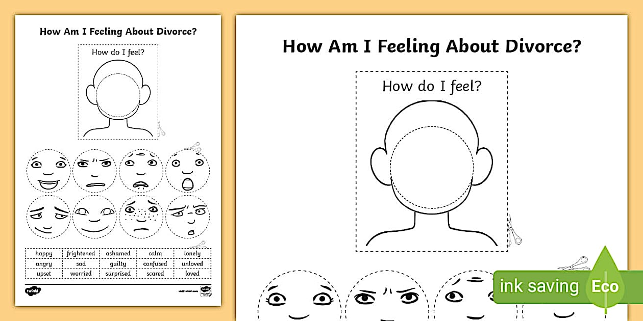 How Am I Feeling About Divorce Emotions Activity - Twinkl