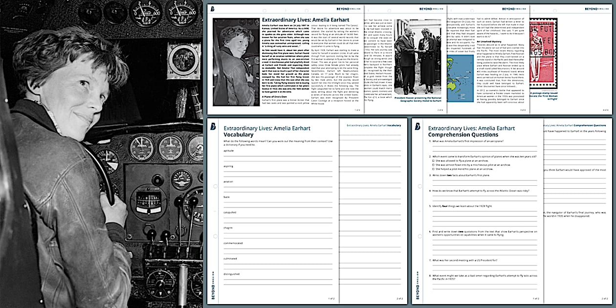 Extraordinary Lives: Amelia Earhart Reading Comprehension