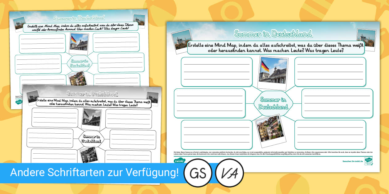 Sommer in Deutschland - Mind Map (teacher made) - Twinkl