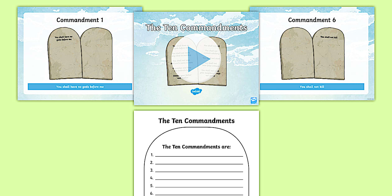 The Ten Commandments PowerPoint and Worksheet - Twinkl