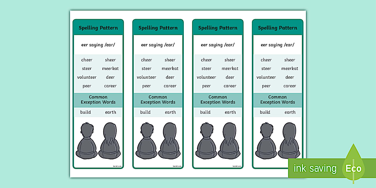Level 6 Week 13 Spelling Bookmarks - ‘eer’ saying /ear/