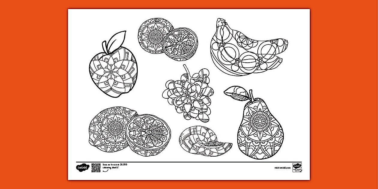 Fruit Mandala Colouring Page (teacher made) - Twinkl