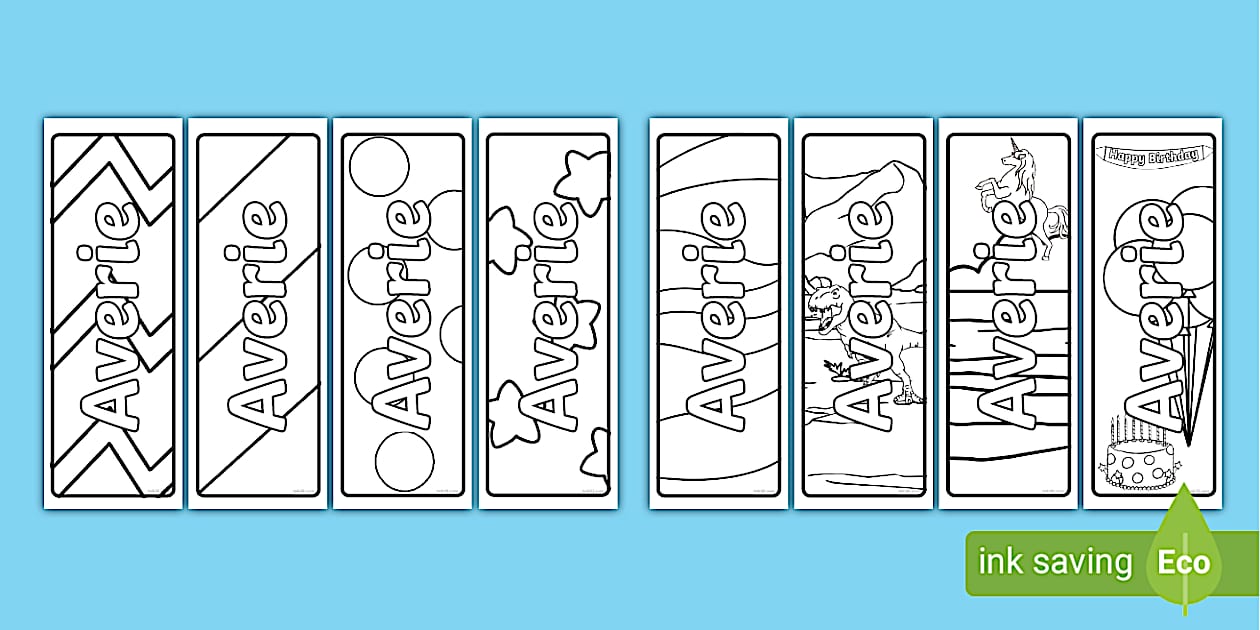 Averie Name Simple Colouring Bookmarks | Twinkl | KS1