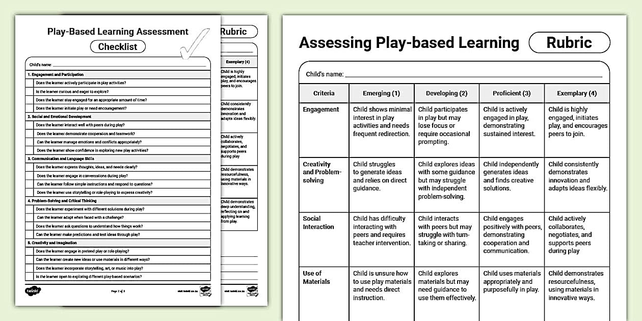 Preschool Play- based Assesment (teacher made) - Twinkl