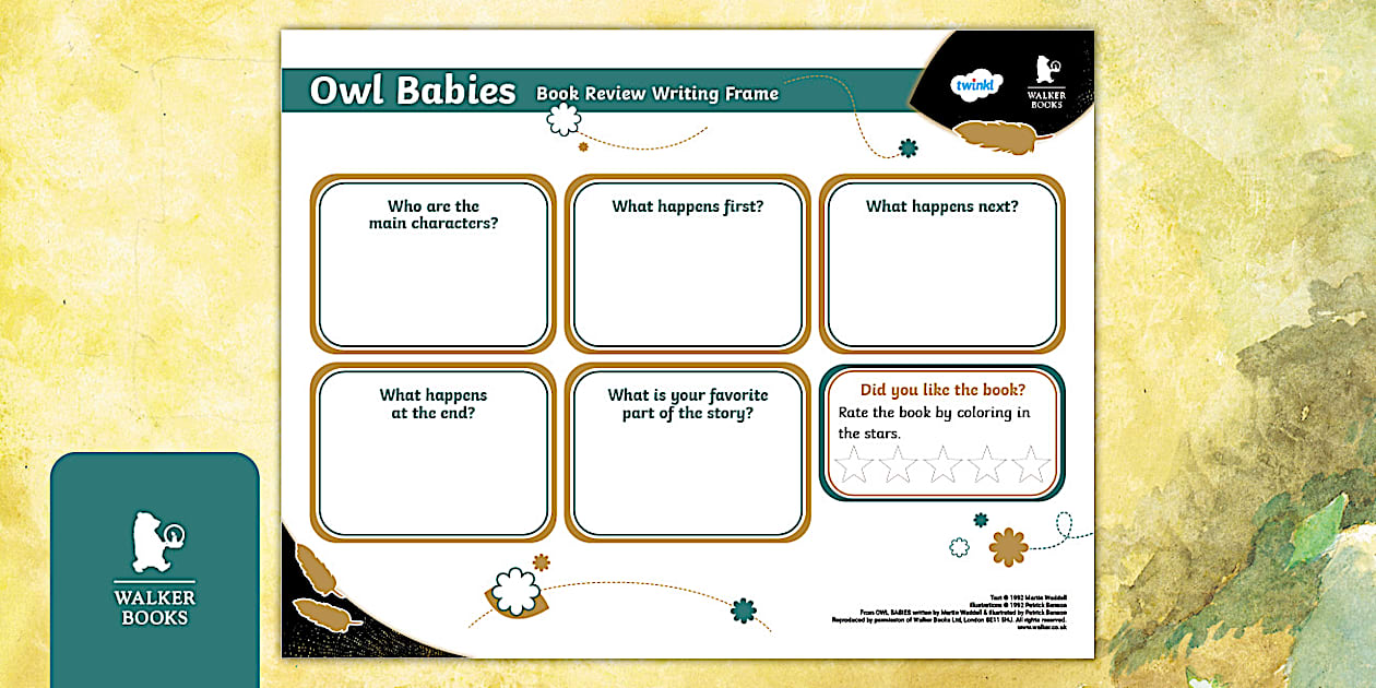 FREE! - Owl Babies Book Review Writing Frame (teacher made)