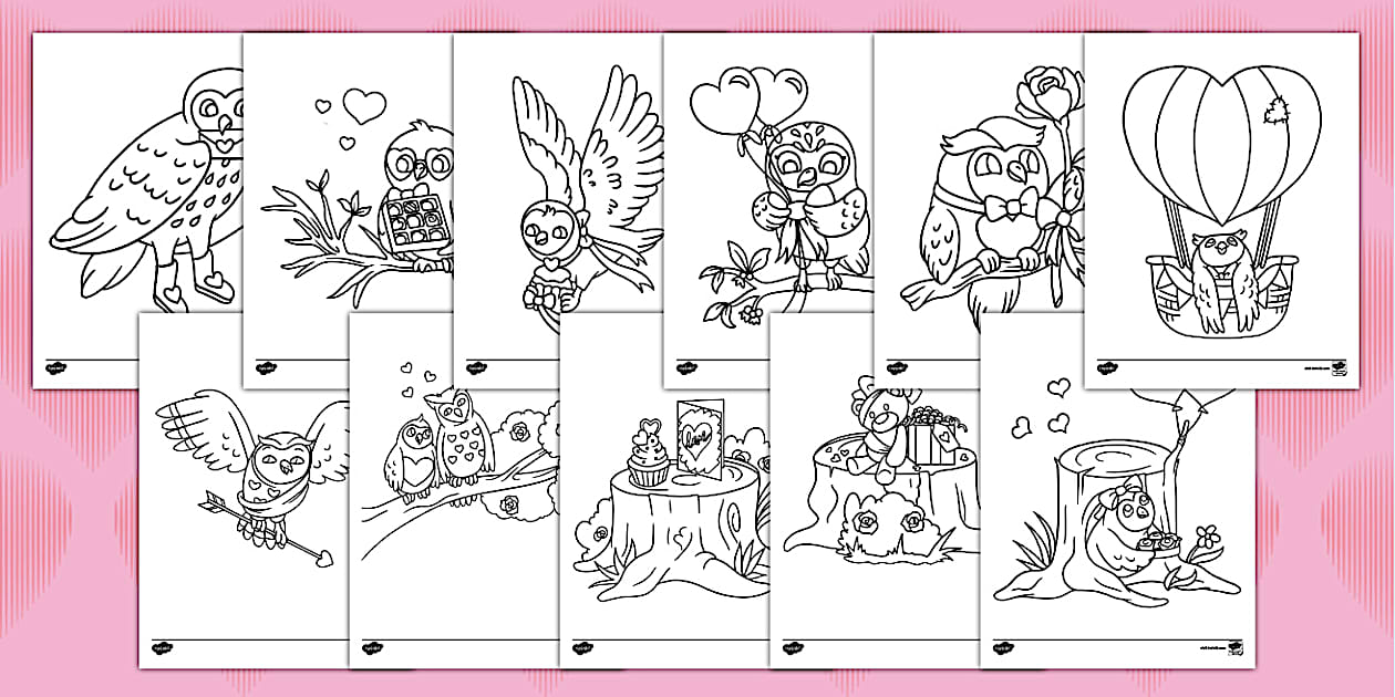 Cute Owls Valentine's Day Coloring Sheets (teacher made)