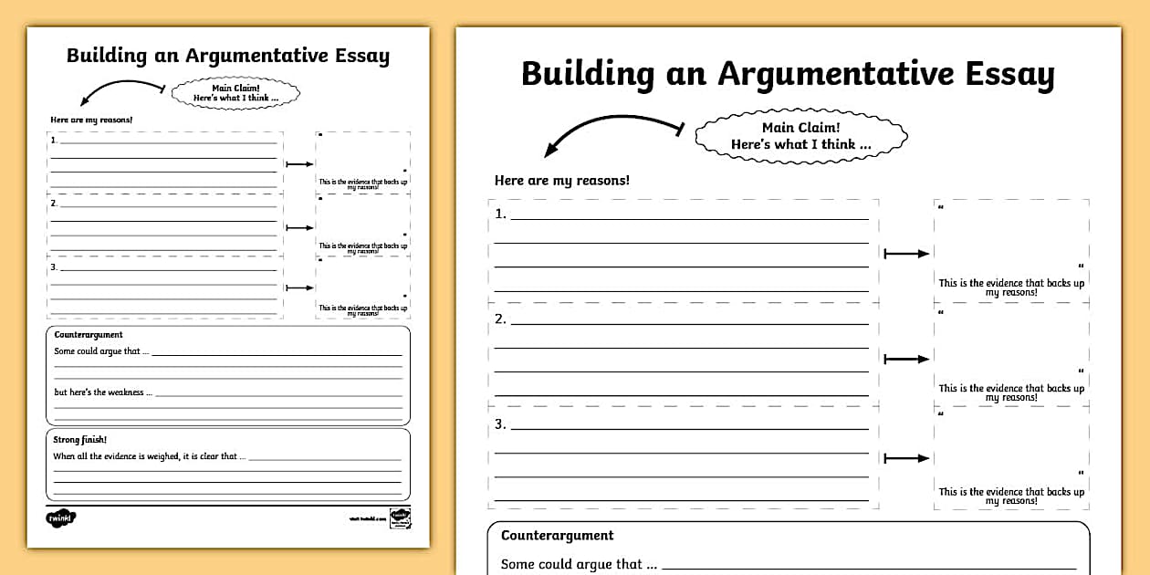 Building an Argumentative Essay Worksheet for 6th-8th Grade