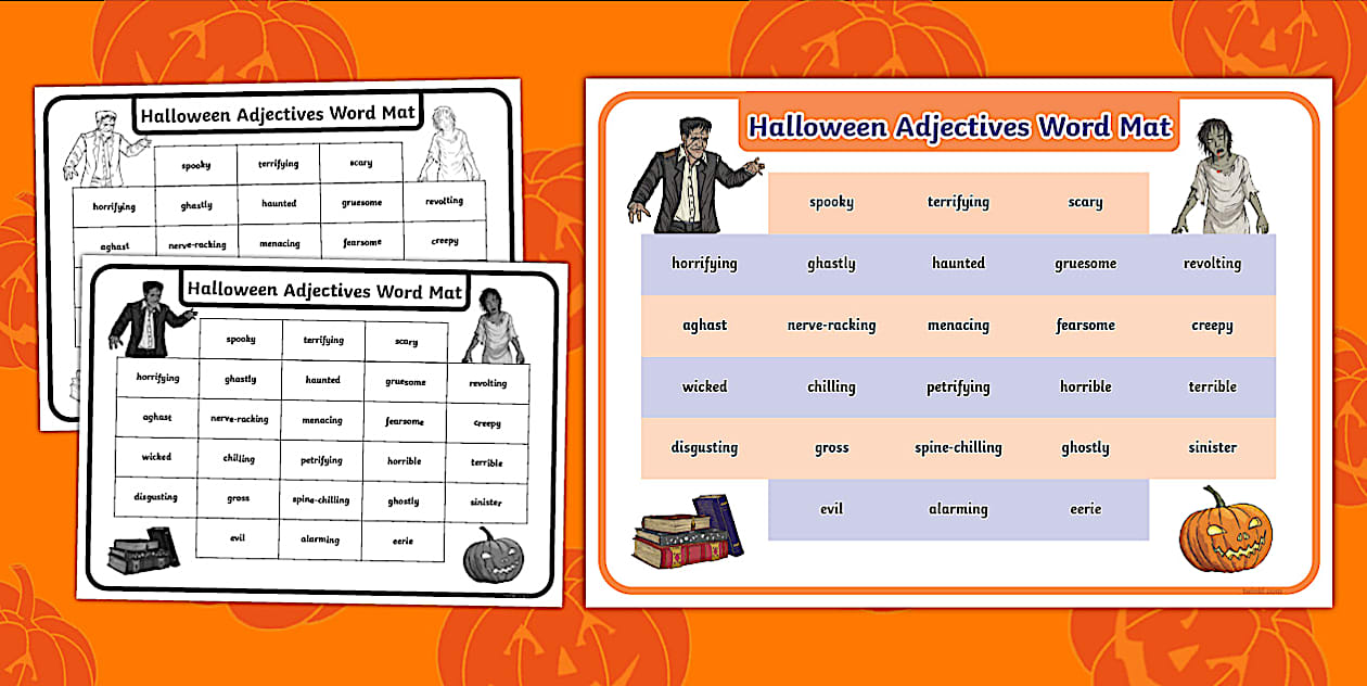 Adjectives Word Mat | Halloween Resource (teacher made)