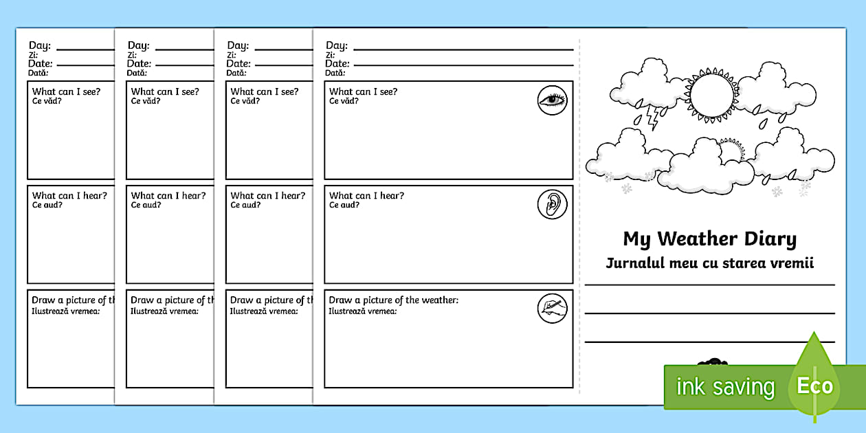 My Weather Diary Booklet Template Romanian Translation-Romanian ...