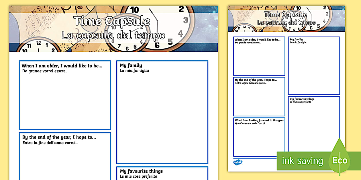 Time Capsule Transition Writing Frame English/Italian - Time Capsule