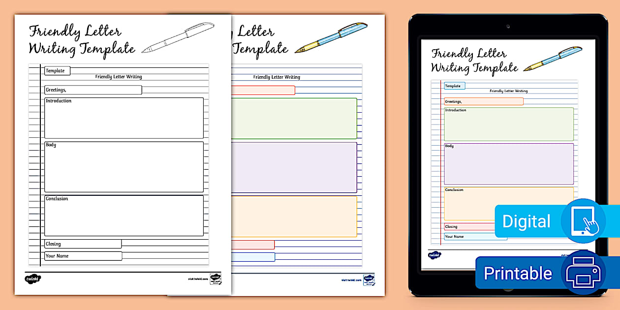 Friendly Letter Writing Template (teacher made) - Twinkl