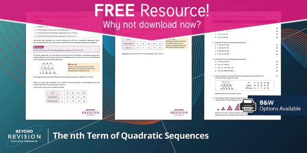 FREE! - 👉 The nth term of quadratic sequences - Twinkl