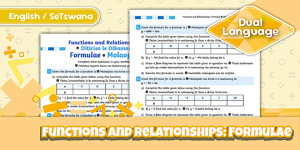Grade 7 Maths-functions-and-relationships-formulae-English/Setswana (CAPS