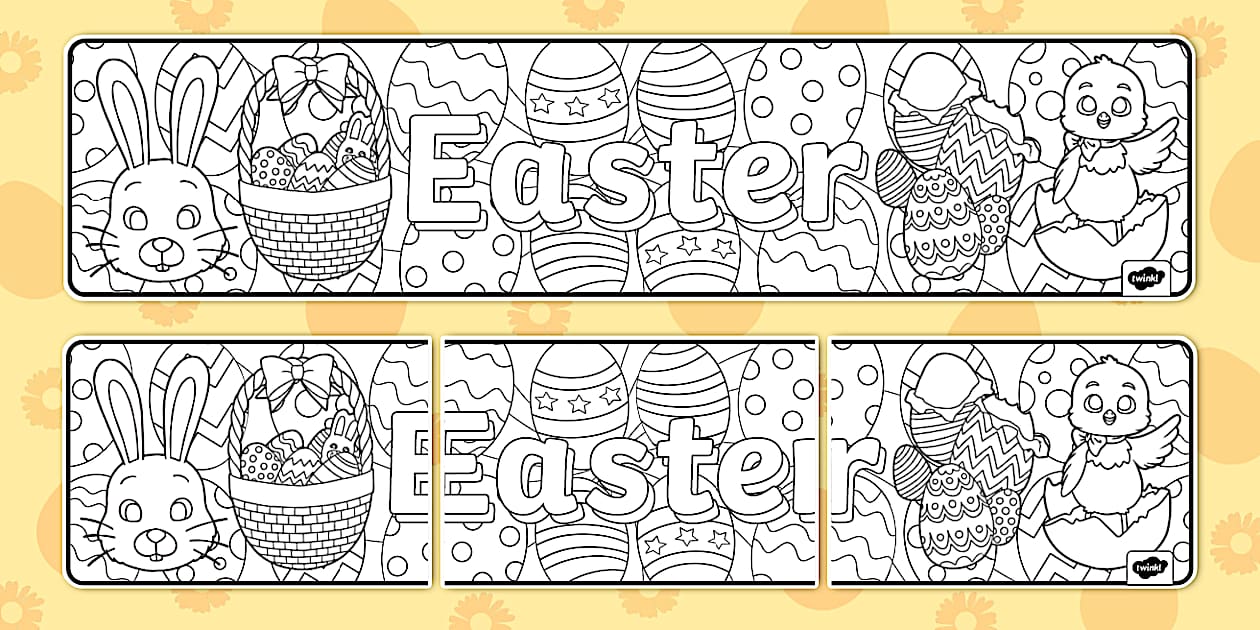Easter Colouring Display Banner (teacher made) - Twinkl