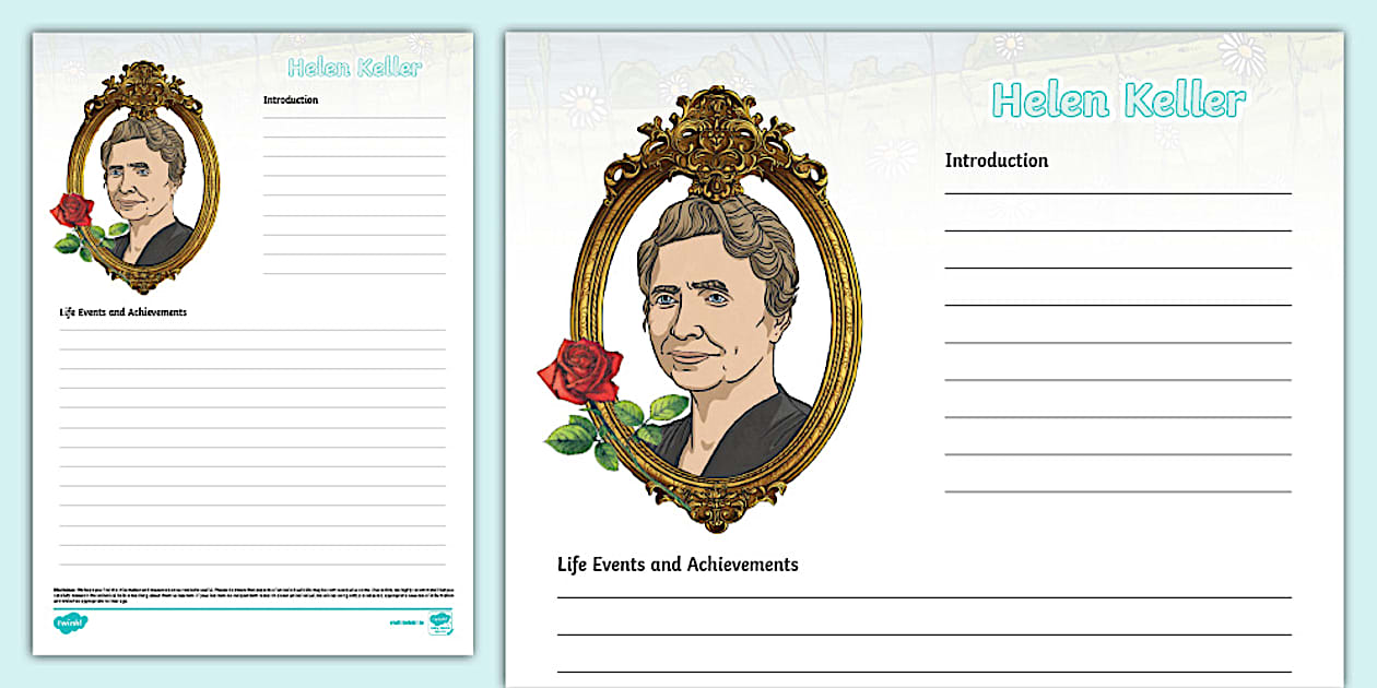 Helen Keller Biography Template (teacher made) - Twinkl