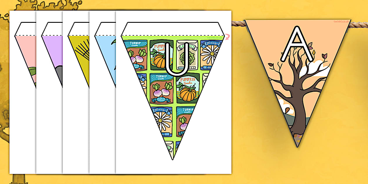 Autumn Bunting - Lettering Display for Classrooms - Twinkl