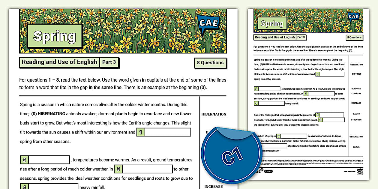 C1 Advanced (CAE) Reading and Use of English Part 3 (Spring)