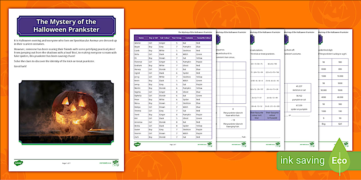 The Halloween Prankster - Maths Mystery Activity (NZ)