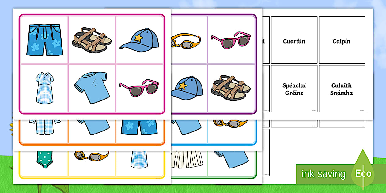 Summer Clothes Bingo Cards Gaeilge (teacher made) - Twinkl