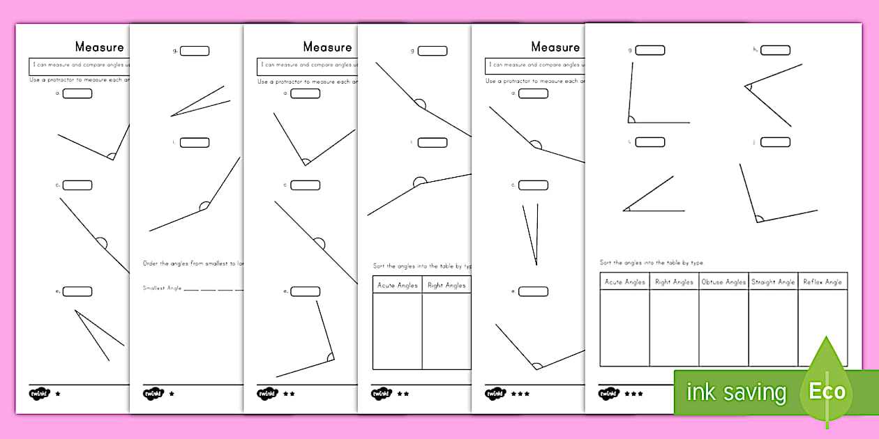 Measure and Order the Angles Differentiated Worksheet