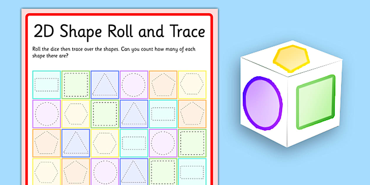 2D Shape Roll and Trace Game (teacher made) - Twinkl