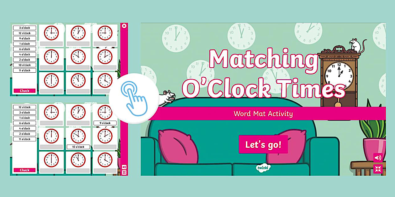 Matching O’Clock Times Interactive Word Mat Activity