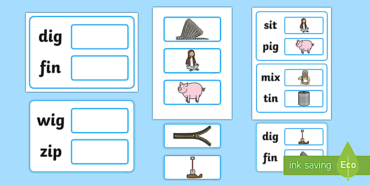 Editable Workstation Pack: Picture to CVC (i) Two Word Matching ...