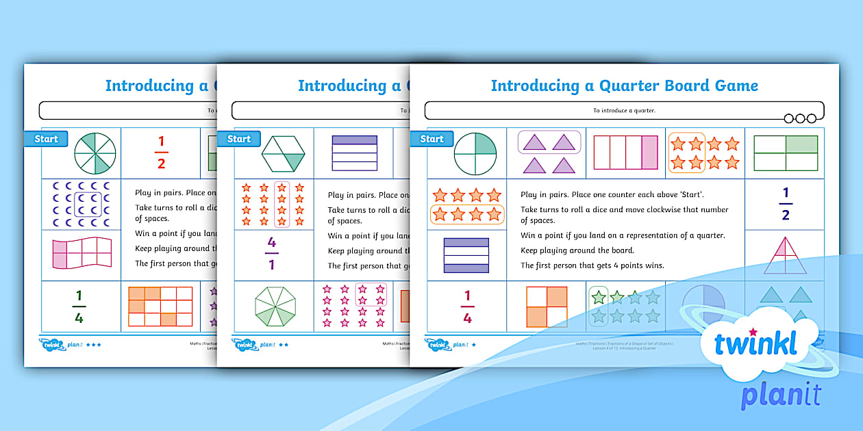 👉 Year 2 Introducing a Quarter PlanIt Maths Board Game