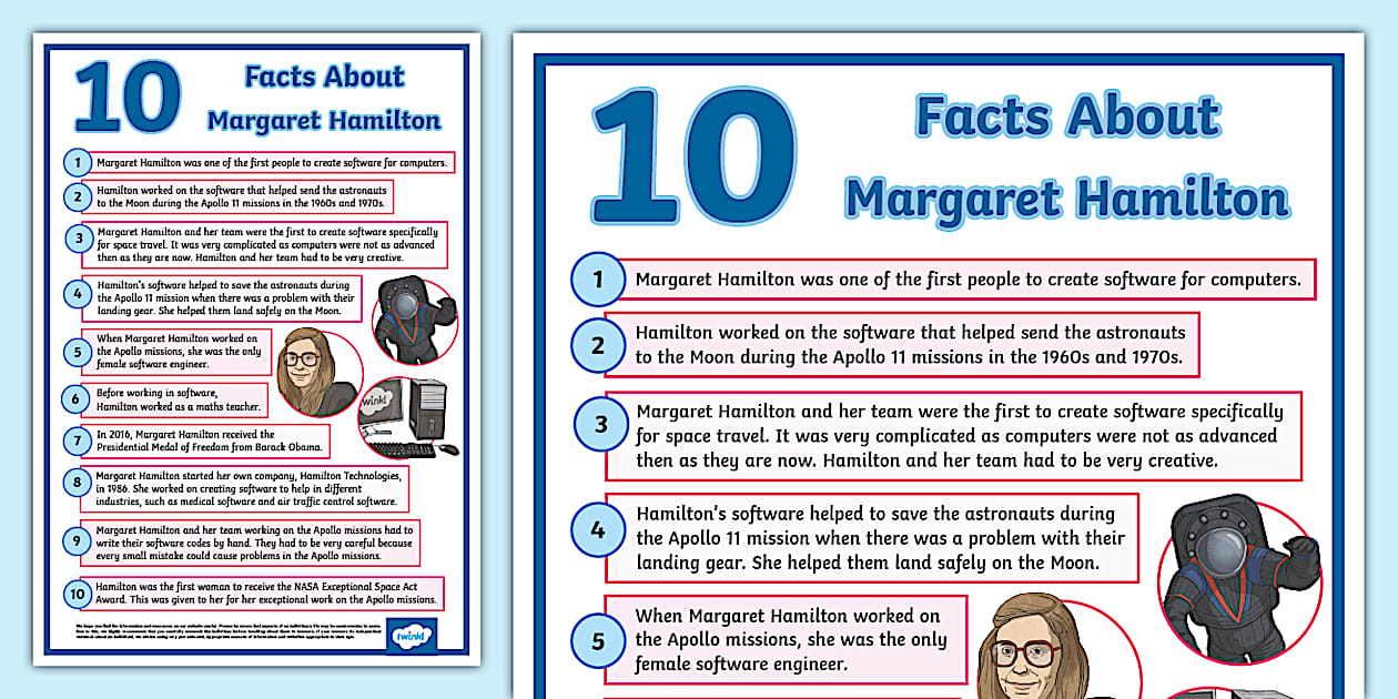 10 Facts About Margaret Hamilton Display Poster - Twinkl