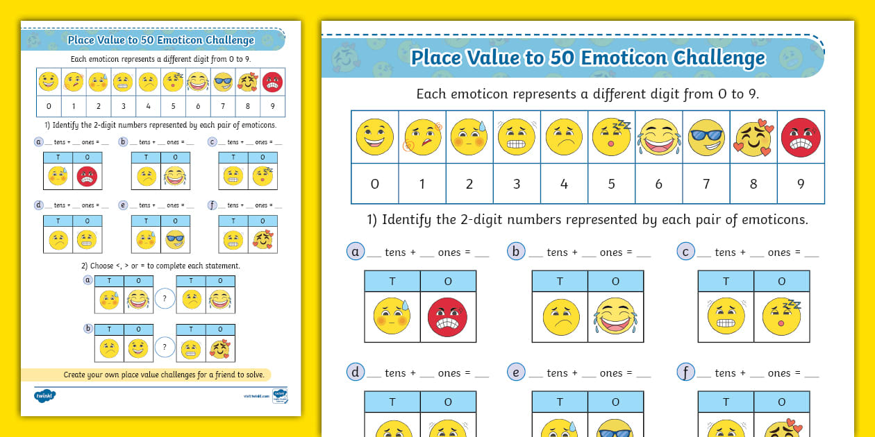 👉 Emoticon Challenge Place Value to 20 (teacher made)