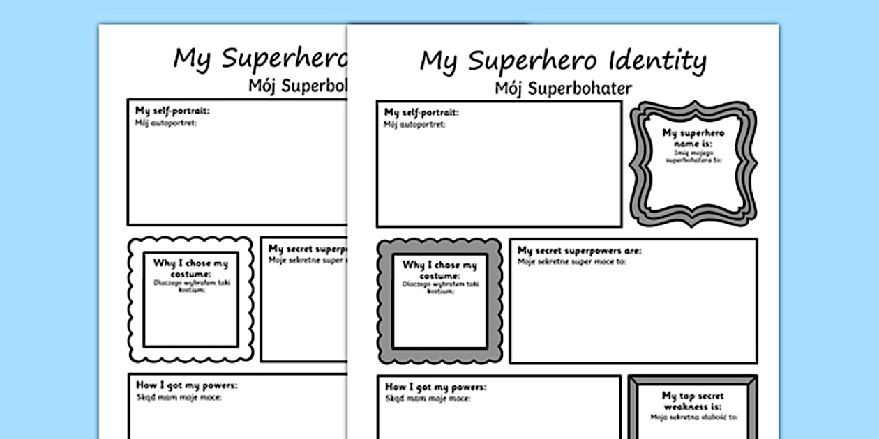 Superhero Transition Writing Frame Polish Translation