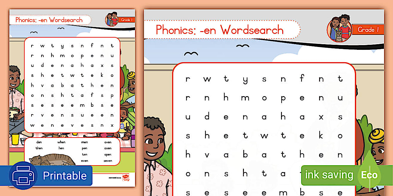 Grade 1 Phonics: -en Wordsearch - Twinkl