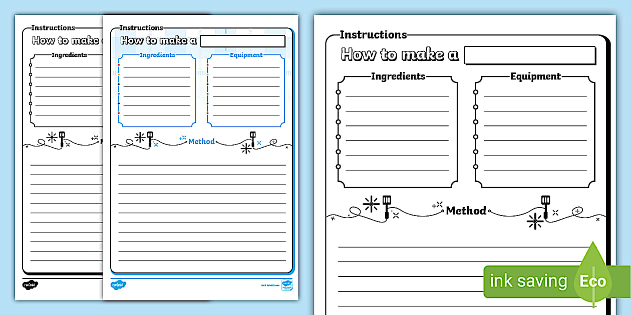 Recipe Worksheets for Students - Cooking | Twinkl - Twinkl