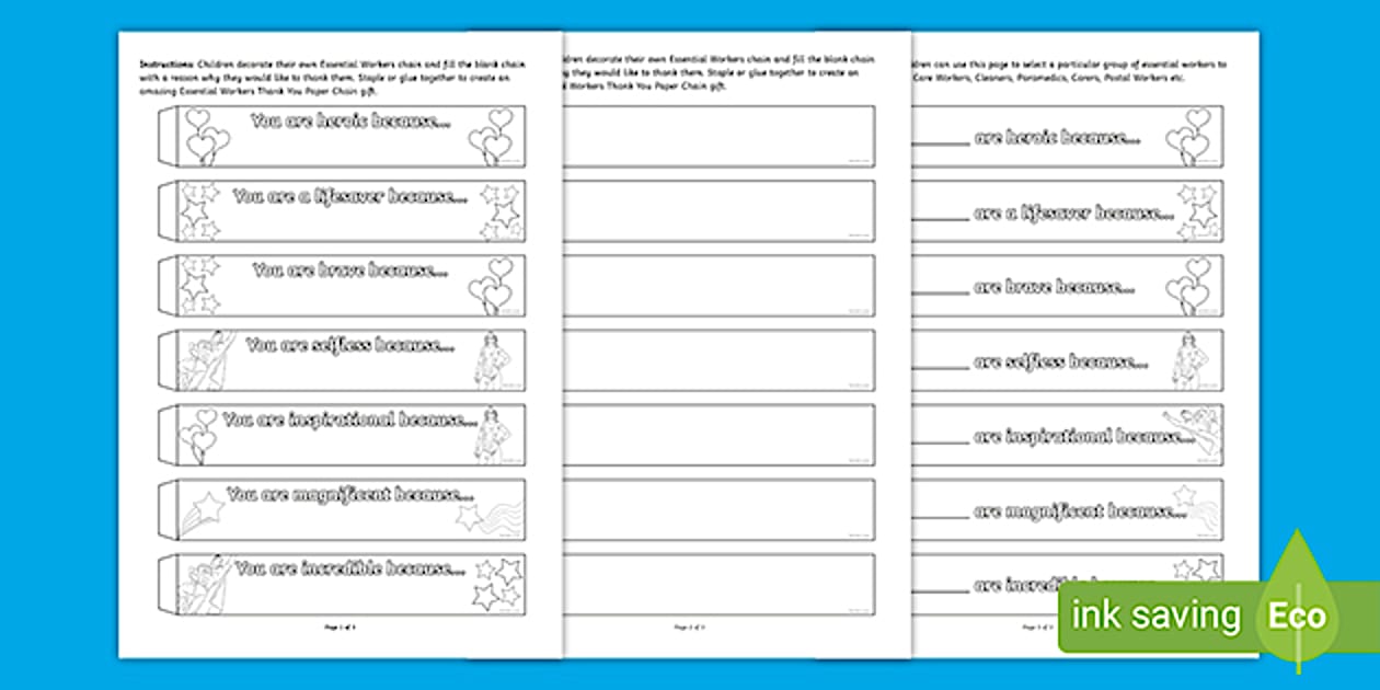 Essential Workers Thank You Paper Chain (teacher made)