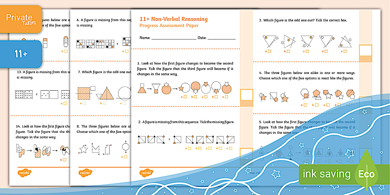 👉 11+ Non-Verbal Reasoning Progress Assessment Paper