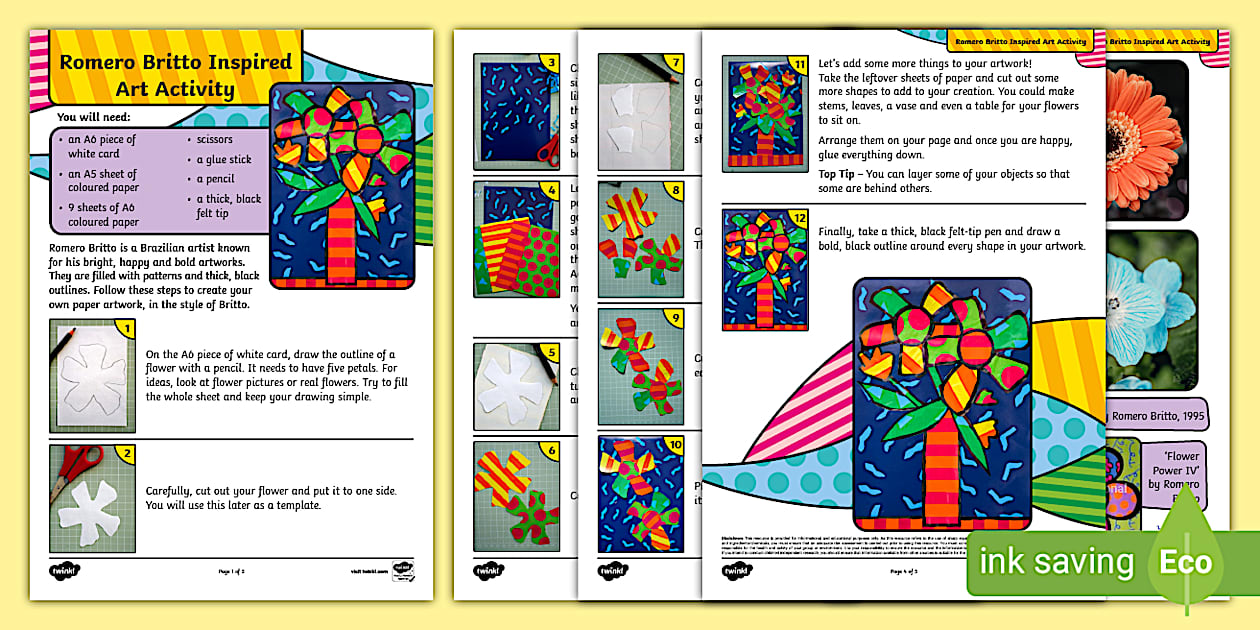 KS1 Romero Britto Inspired Art Activity (teacher made)
