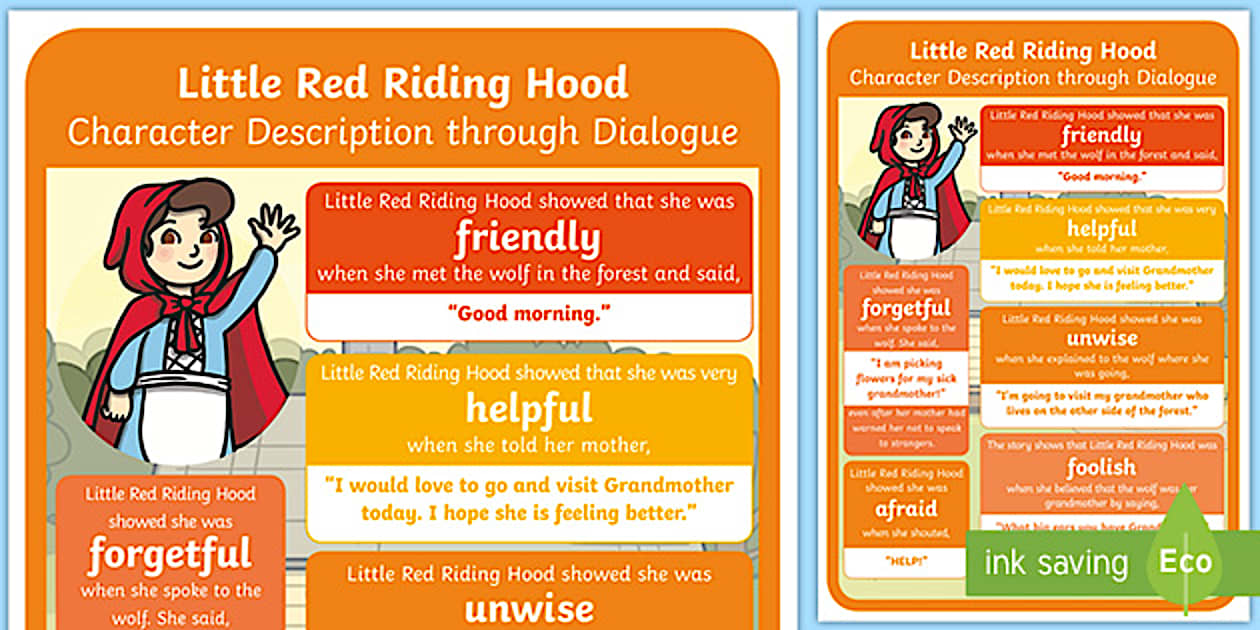 KS1 Character Description through Dialogue Poster: Little Red Riding Hood