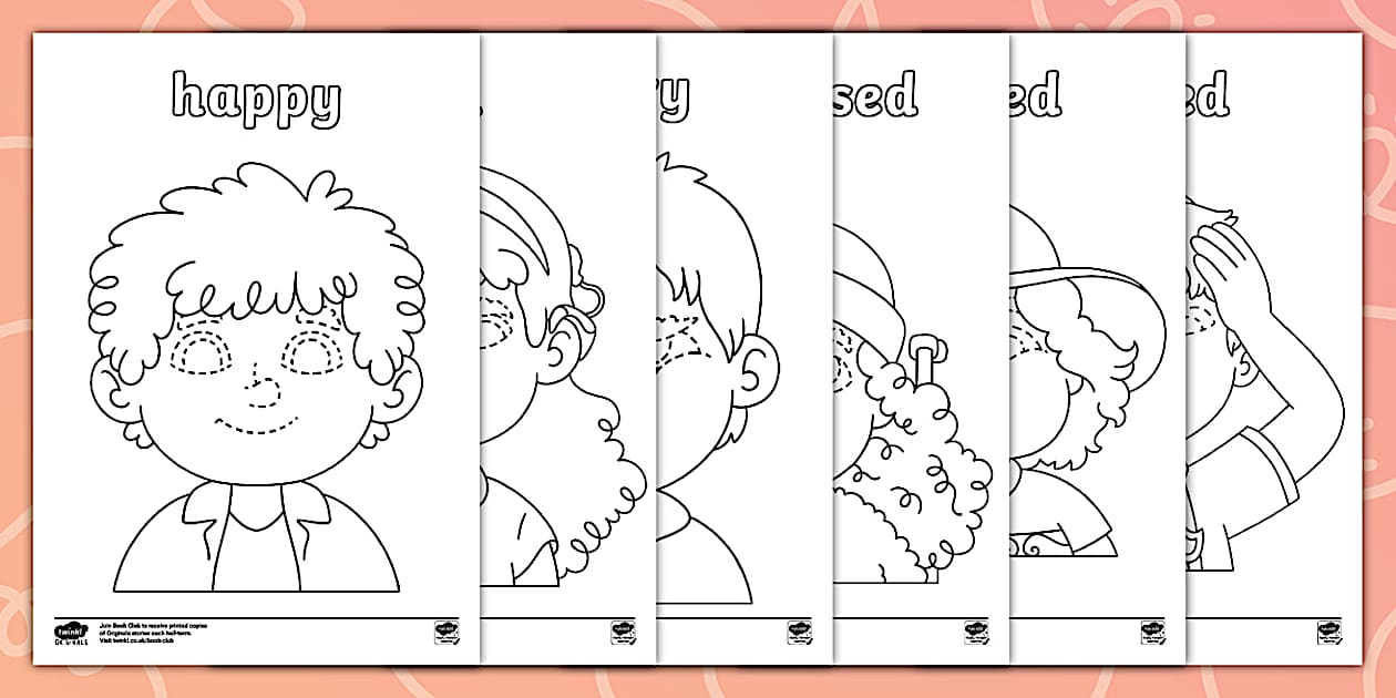 Feelings and Emotions Face Tracing Pencil Control Activity