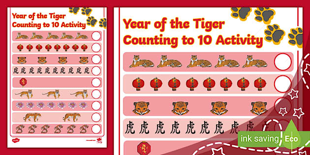 👉 Year of the Tiger Counting to 10 Activity - Twinkl