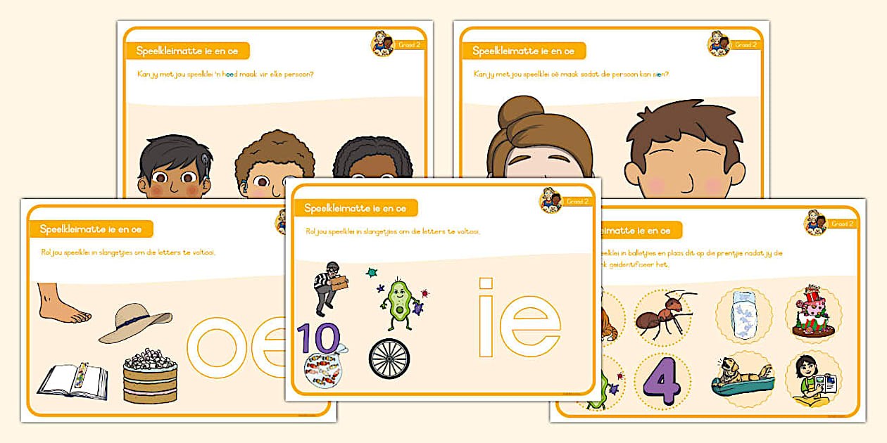 Graad 2 Klanke Speelkleimatte ie, oe (teacher made) - Twinkl