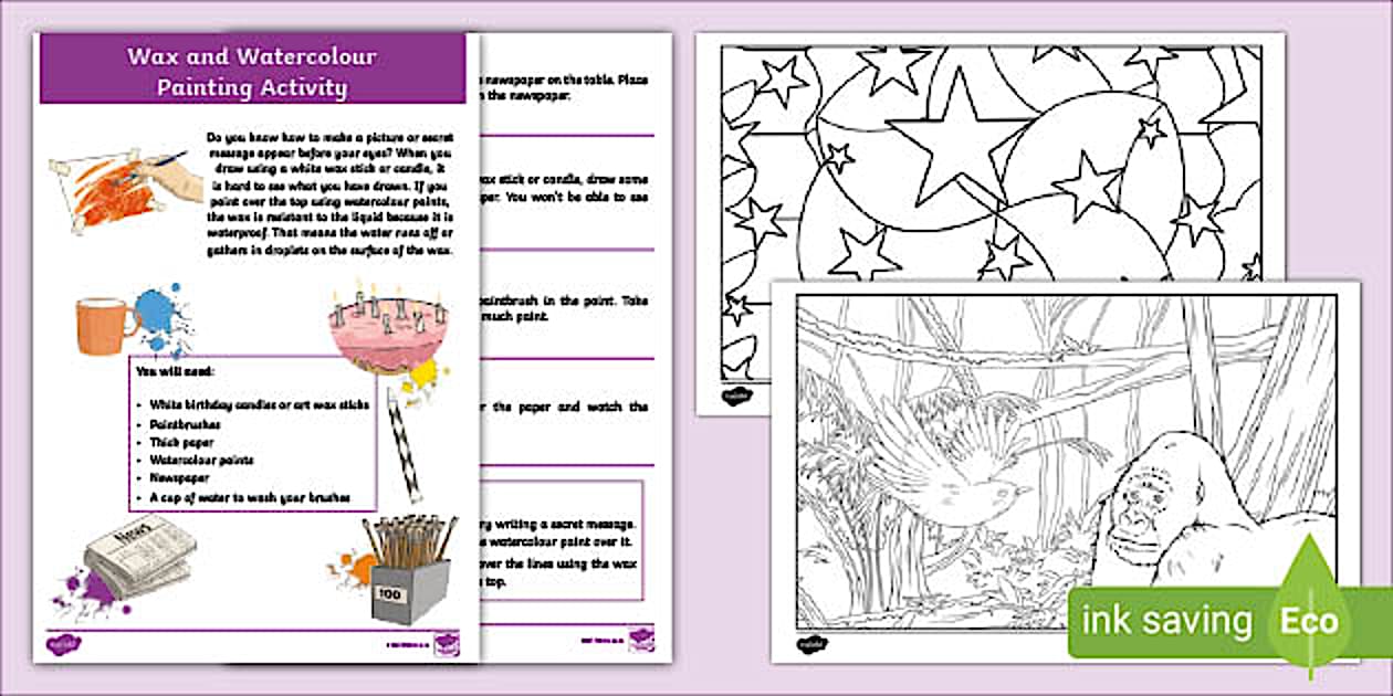 Wax and Watercolour Painting Activity - Twinkl