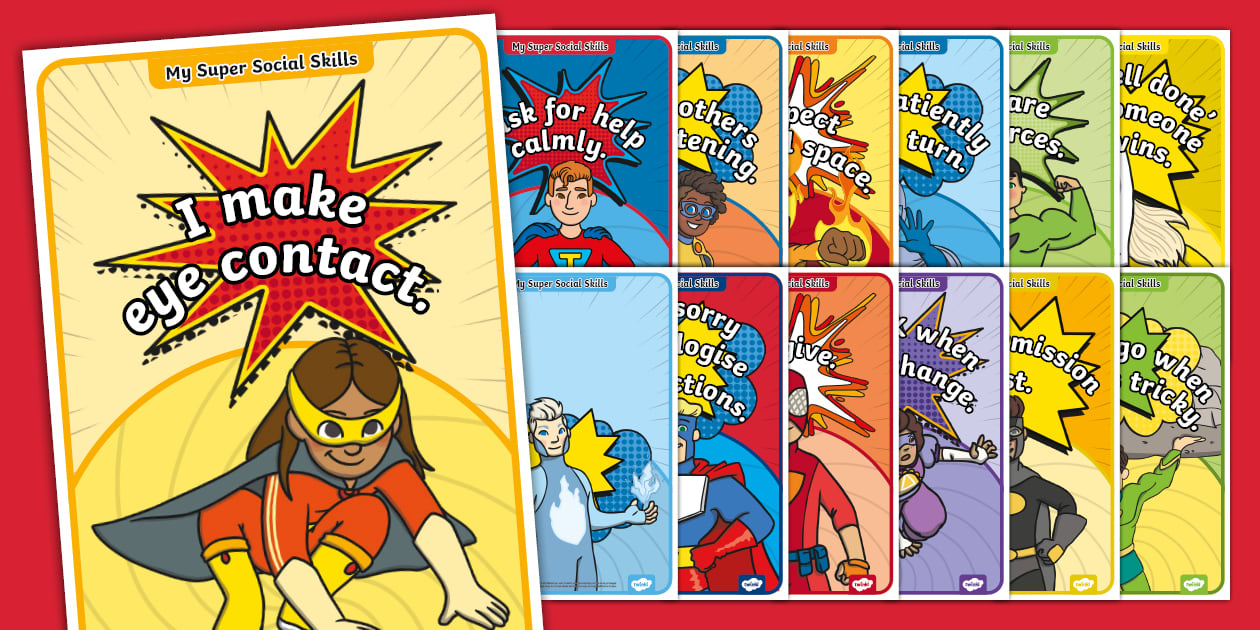 My Super Social Skills Poster Set (teacher made) - Twinkl