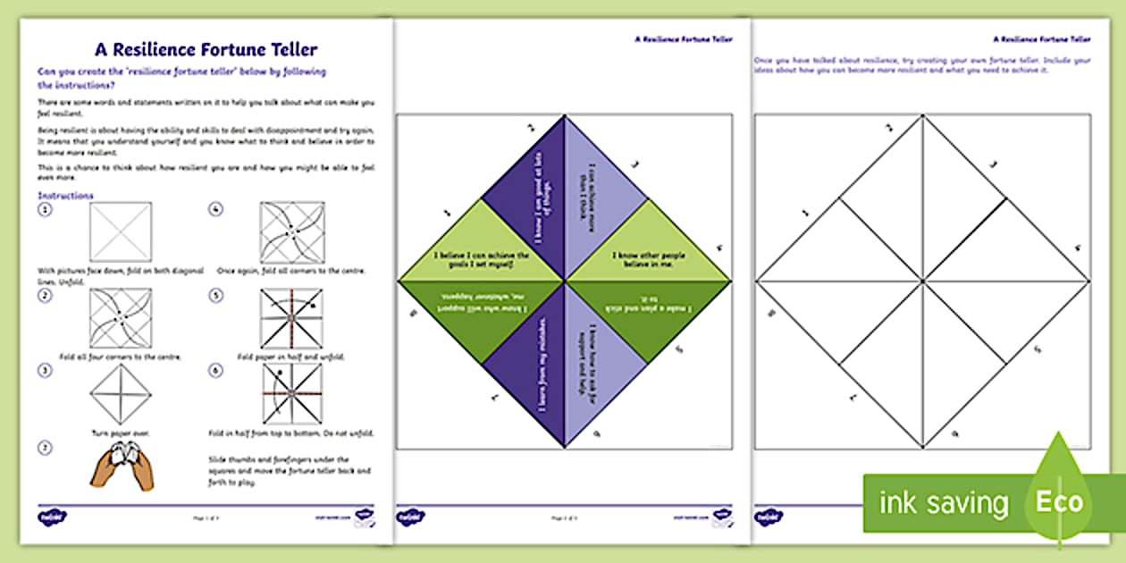 Editable A Resilience Fortune Teller Worksheet - Twinkl