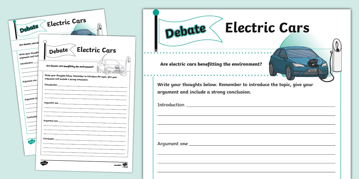 Electric Cars Debate Writing Template (teacher made)