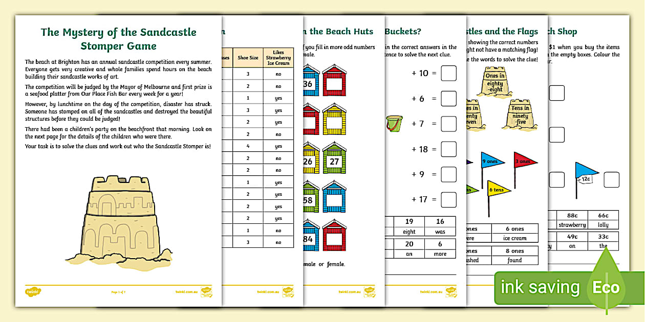 The Mystery of the Sandcastle Stamper Game (teacher made)